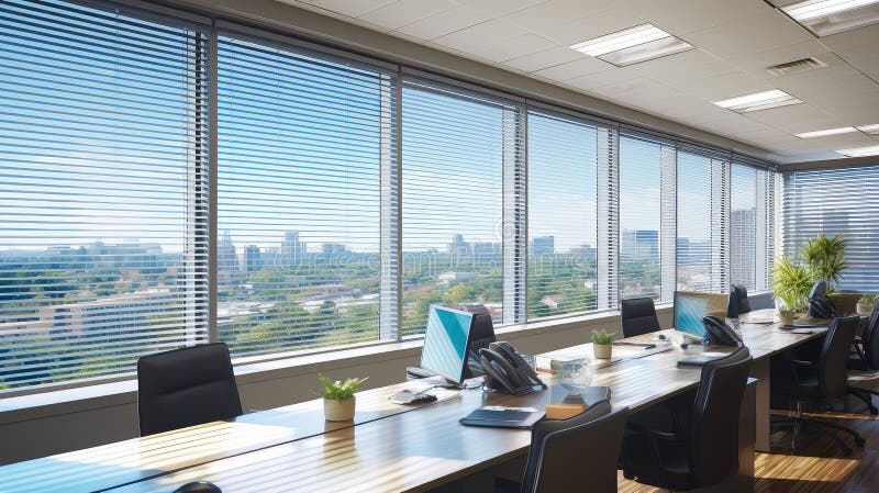 Light Office Interior Windows Stock Illustration - Illustration of ...