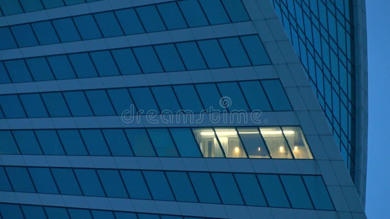 Light in Office Windows in Modern Skyscraper. Late Work Stock Image ...