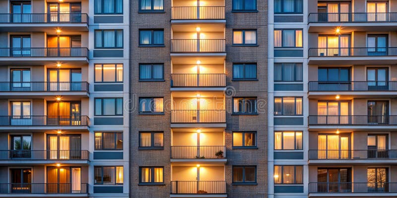 The Light is on in One Open Window of a Large Multi Story Residential ...