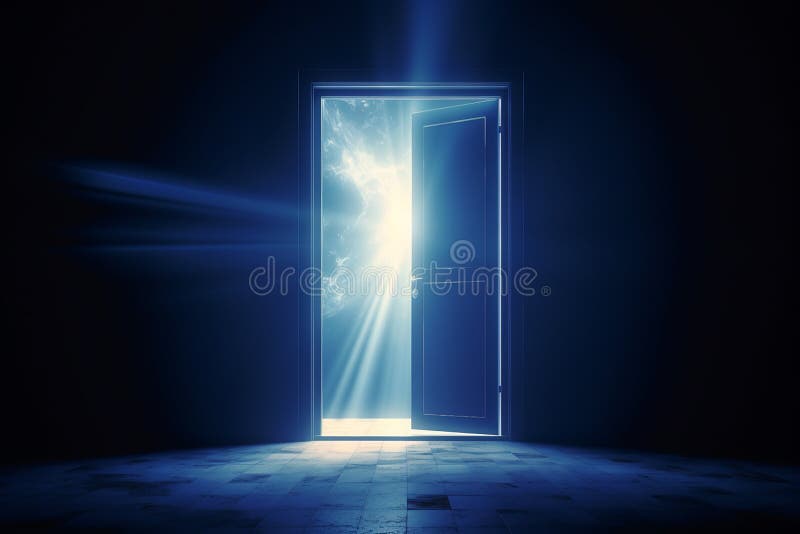Light from the Open Door of a Dark Room, Stock Illustration ...