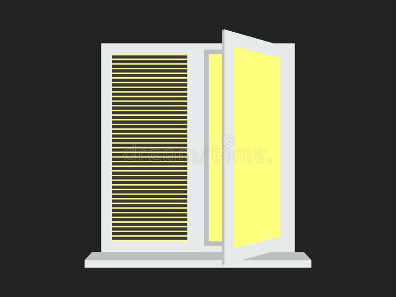 The Light from the Open Window with Shutters. Yellow Light Stock Vector ...