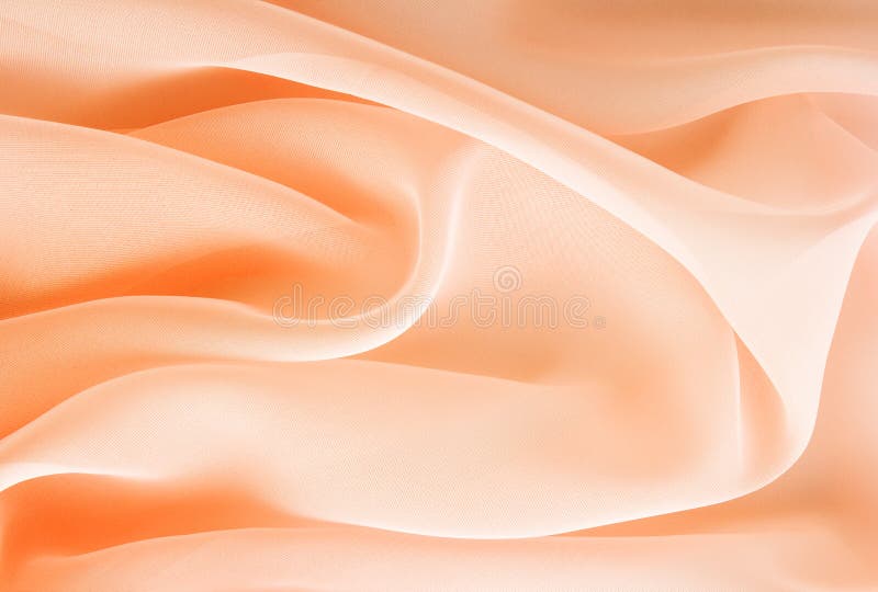 Light Orange Chiffon Fabric Draped with Wave Folds, Delicate Textile ...