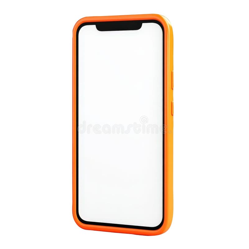 Light Orange Smartphone Displaying Blank Screen, 3d Mockup Display ...