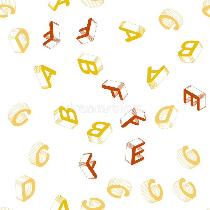 Light Orange Vector Seamless Layout with 3D Latin Alphabet. Stock ...
