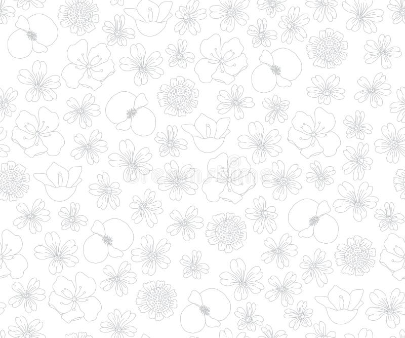 Light Outline Floral Pattern on White Background Stock Vector ...