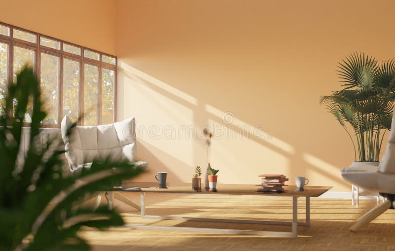 The Light from the Outside Hit the Wall of the Room and the Chairs and ...