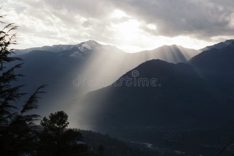 Light Over Dark Mountains Silhouettes. Stock Image - Image of outdoor ...