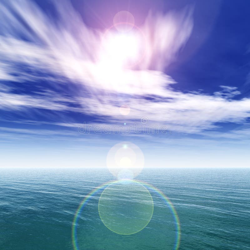 Light Over the Ocean, Seascape Stock Image - Image of orange, golden ...