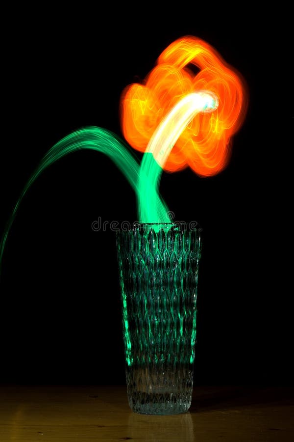 Light painted flower stock photo. Image of painted, glass - 7954986