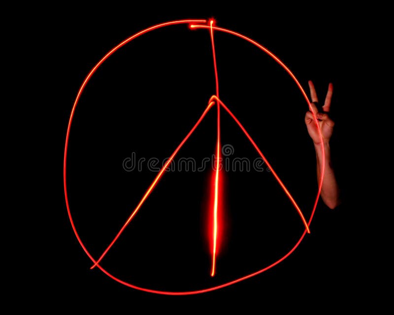 Light Painted Peace Sign stock photo. Image of dark, neon - 90547814