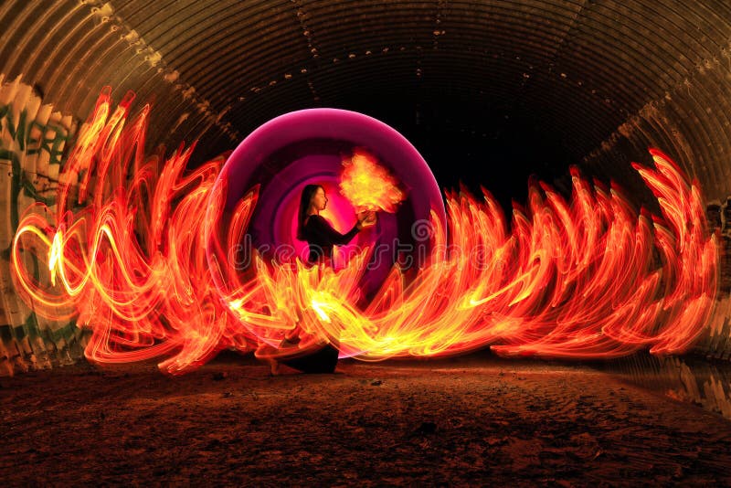 Light Painting with Color and Tube Lighting Stock Photo - Image of burn ...