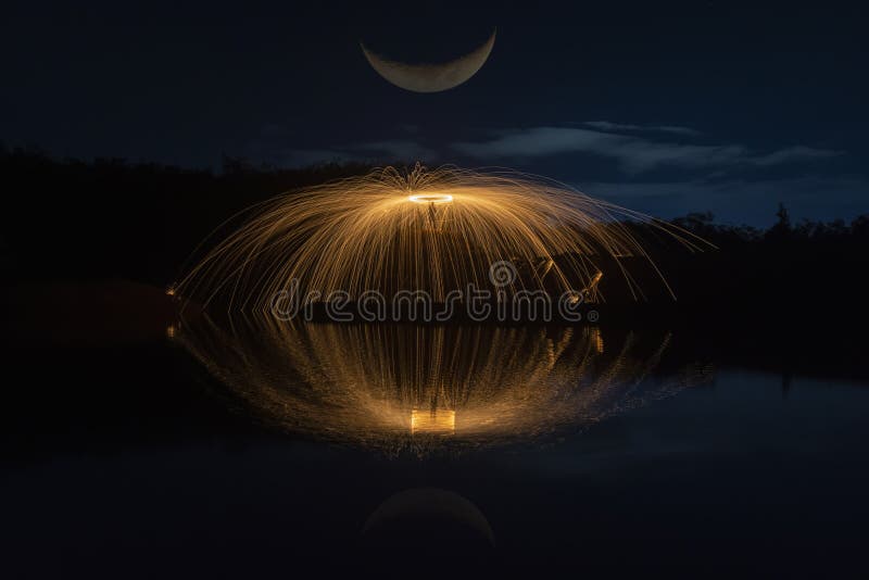 Light Painting / Light Drawing with Fire Stock Photo - Image of flame ...