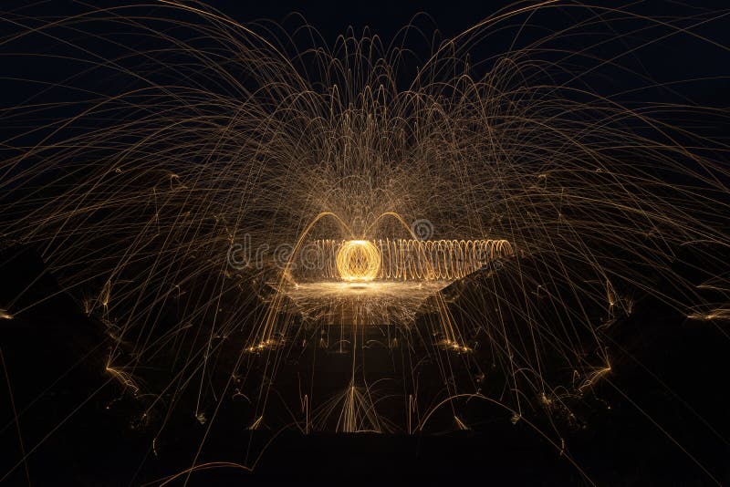 Light Painting / Light Drawing with Fire Stock Photo - Image of coast ...