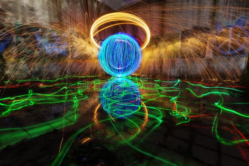 Light Painting / Light Drawing with Fire Stock Photo - Image of fiction ...