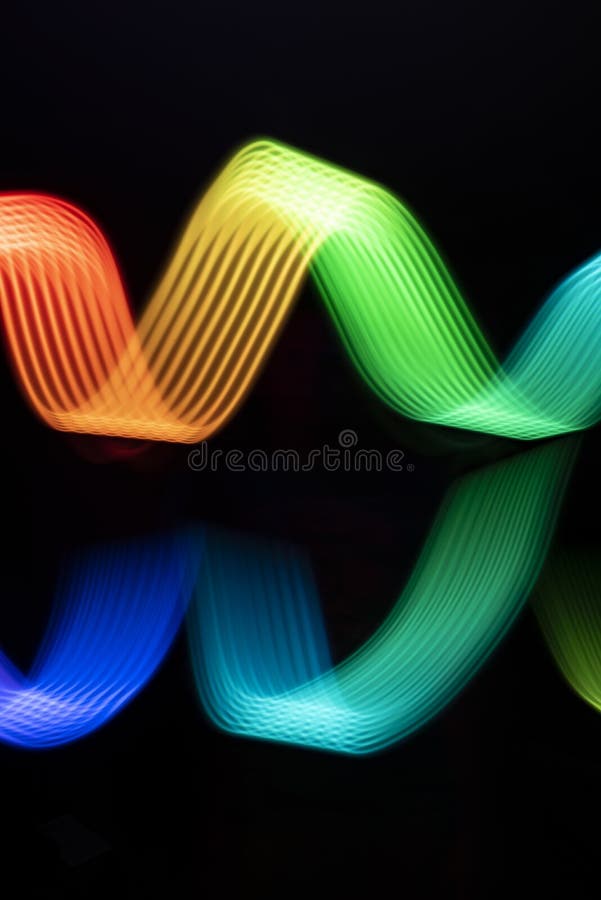 Light Painting Lines of Colour with Reflection. Stock Photo - Image of ...