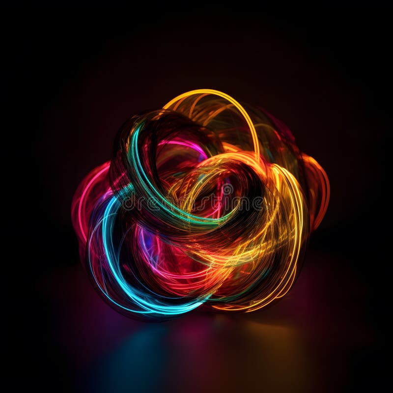 Light Painting Long Exposure Colors Forms Three Generative AI Stock ...