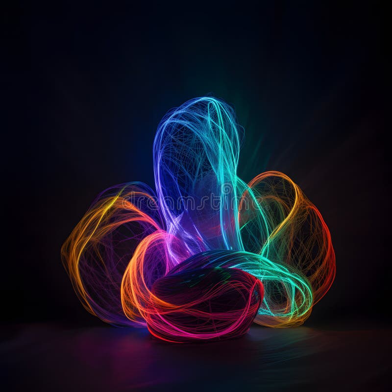 Light Painting Long Exposure Colors Forms Two Generative AI Stock ...