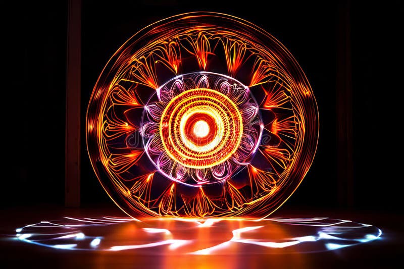 Light Painting Mandala Circular Patterns Created by Spinning Led Stock ...