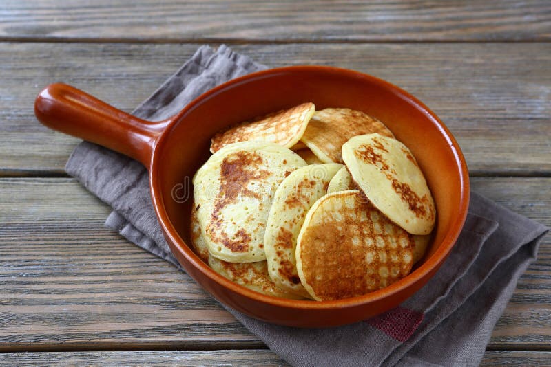 Light Pancakes on a Ceramic Pan Stock Photo - Image of delicious ...