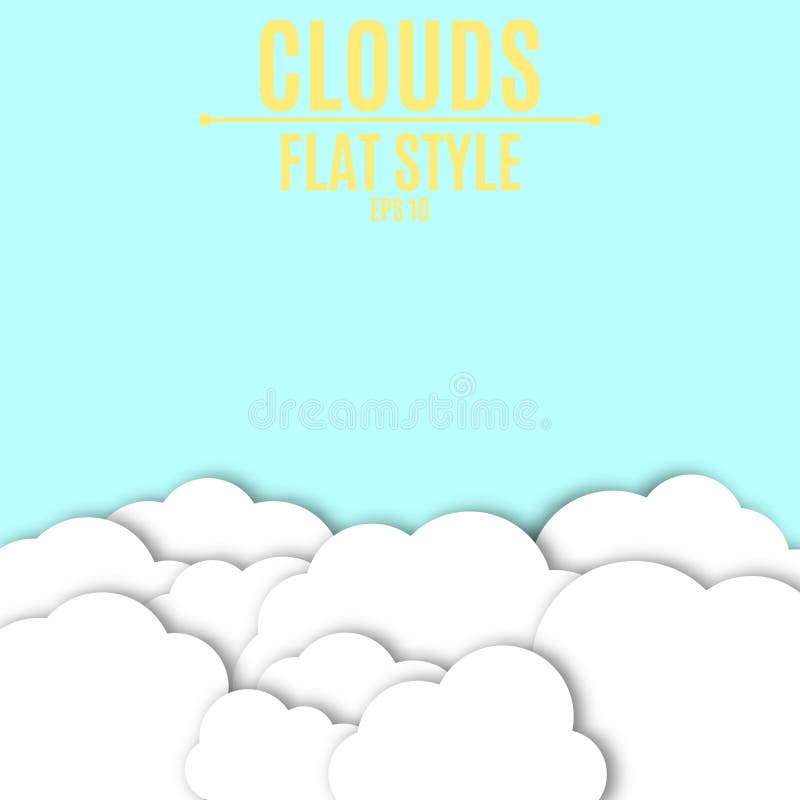 Light, Paper Clouds with a Shadow on a Blue Sky. Light Background ...