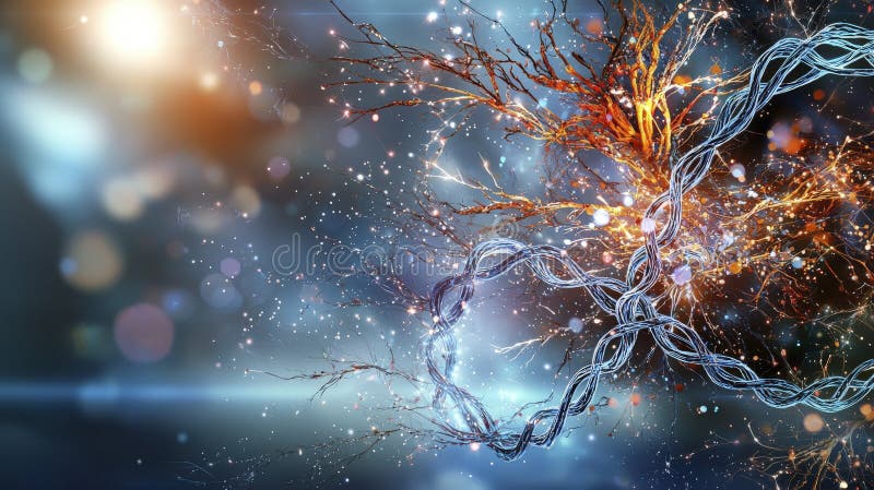 Light Particles Twisting into Dna Structure Digital Art Scene Abstract ...