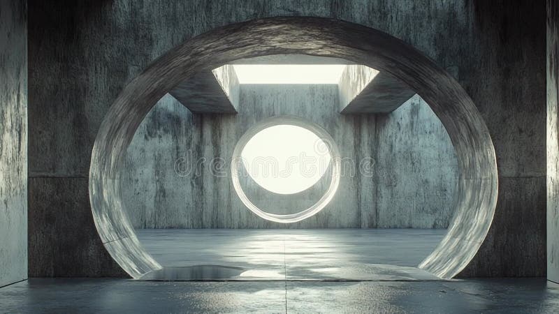 Light Passing through Circular Openings in Concrete Structure Stock ...