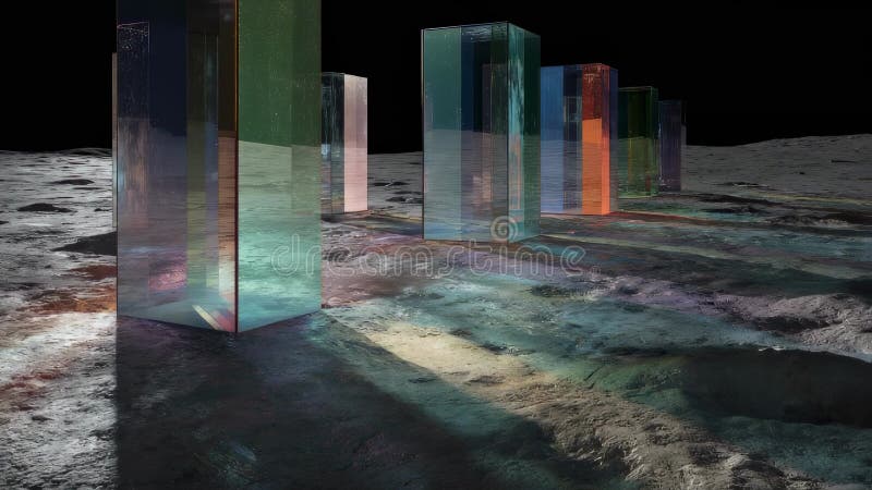 Light Passing through Transparent Panels on Moon Surface Stock Footage ...