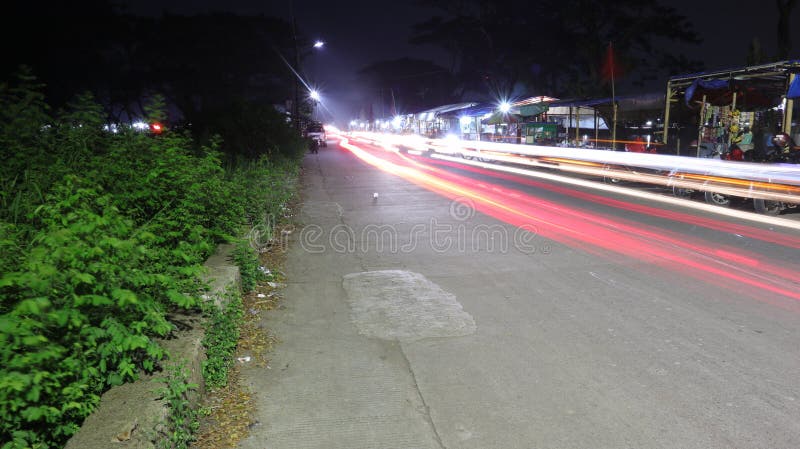 Light Vehicles Road Side Long Exposure Copy Space Stock Image - Image ...