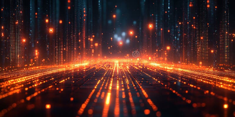 Light Patterns and Glowing Lines Create a Futuristic Digital Landscape ...