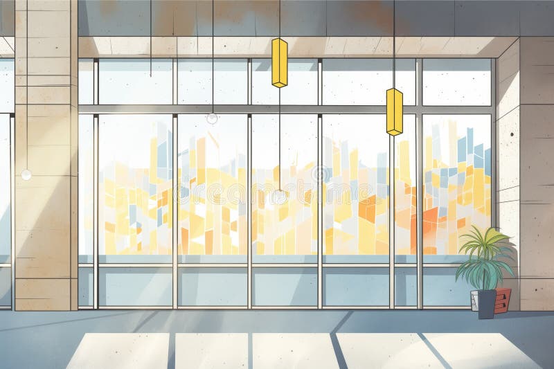 Light Patterns on Large Glass Windows in a Concrete Building, Magazine ...