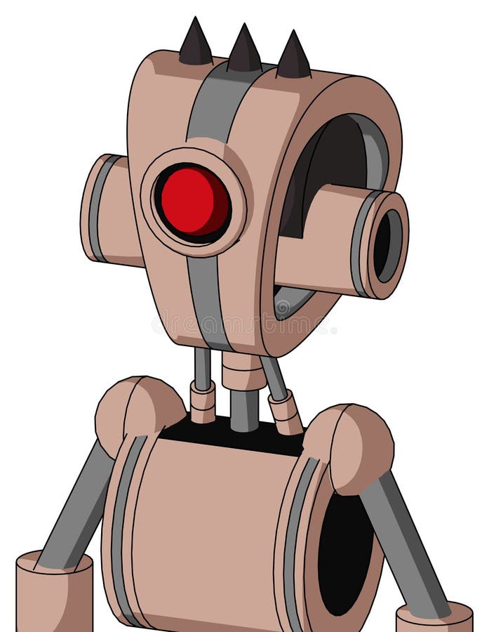 Light-Peach Mech with Droid Head and Cyclops Eye and Three Dark Spikes ...