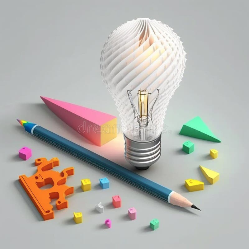 Light with Pencil and Ruler Stock Illustration - Illustration of board ...