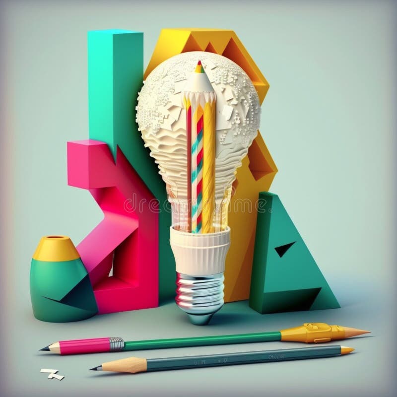 Light with Pencil and Ruler Stock Illustration - Illustration of color ...