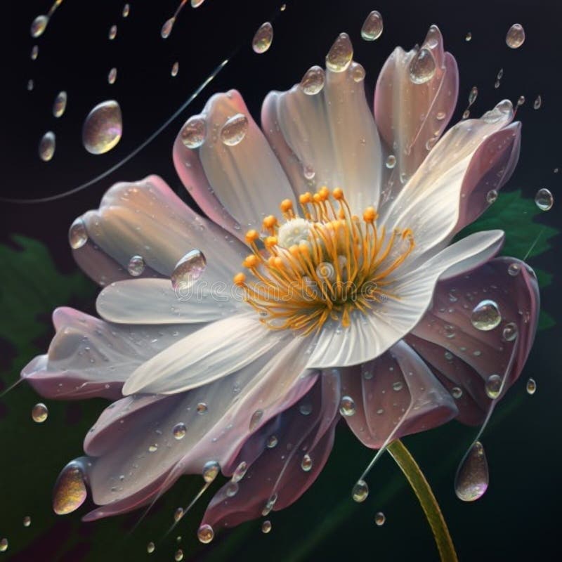 Light Pink Beautiful Flower in Rain Stock Illustration - Illustration ...