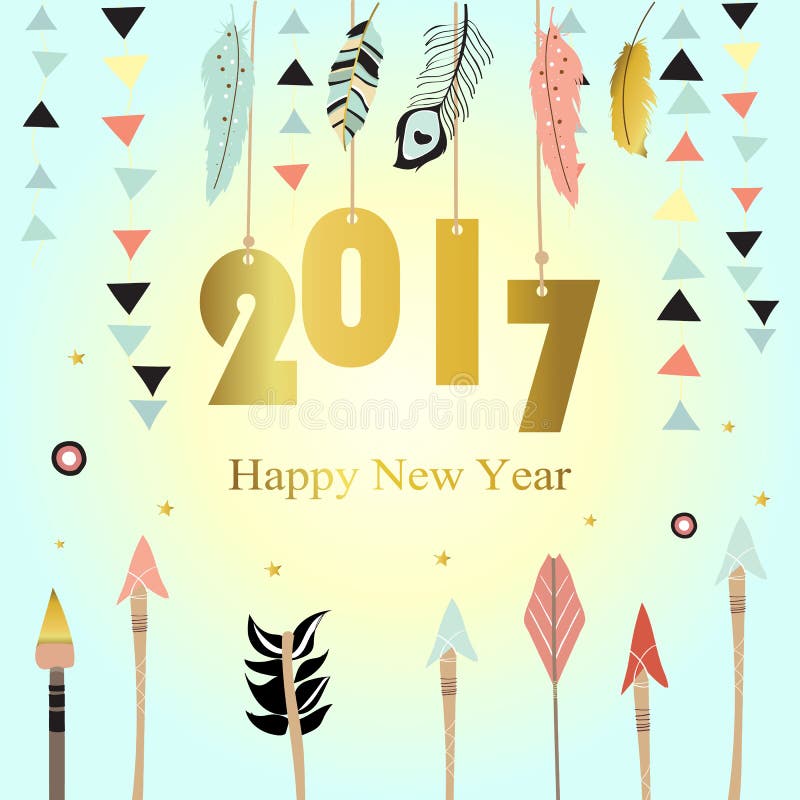 Light Pink Blue Gold Happy New Year with Star,triangle,arrow Stock ...