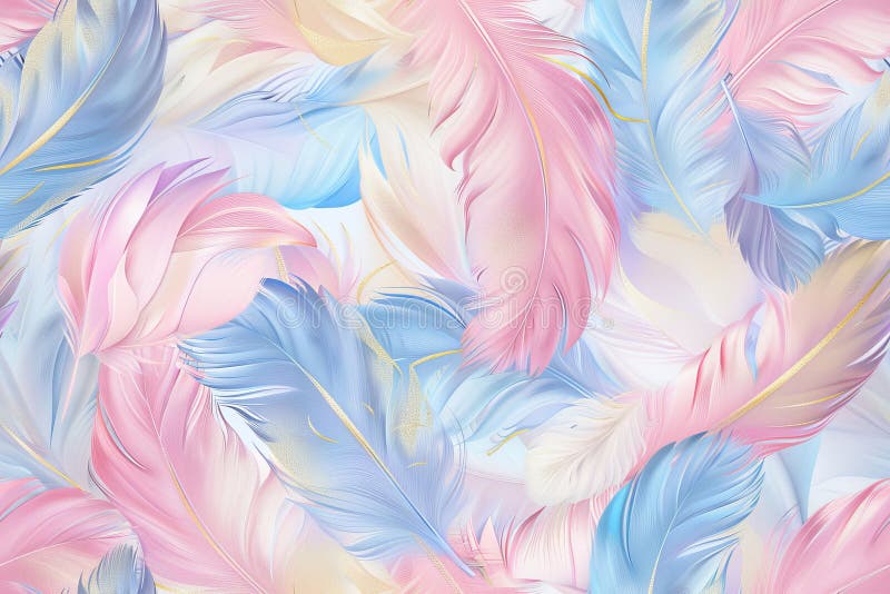 Light Pink and Blue Pastel Colored Feathers Stock Illustration ...