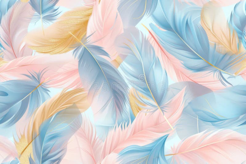 Light Pink Blue and Yellow Feathers Delicate and Soft Stock ...