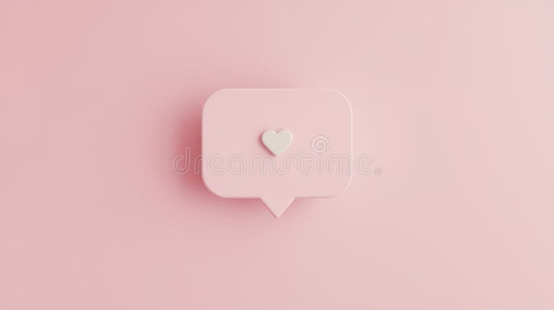 Light Pink Chat Bubble Icon with Heart Emoticon Inside Stock ...