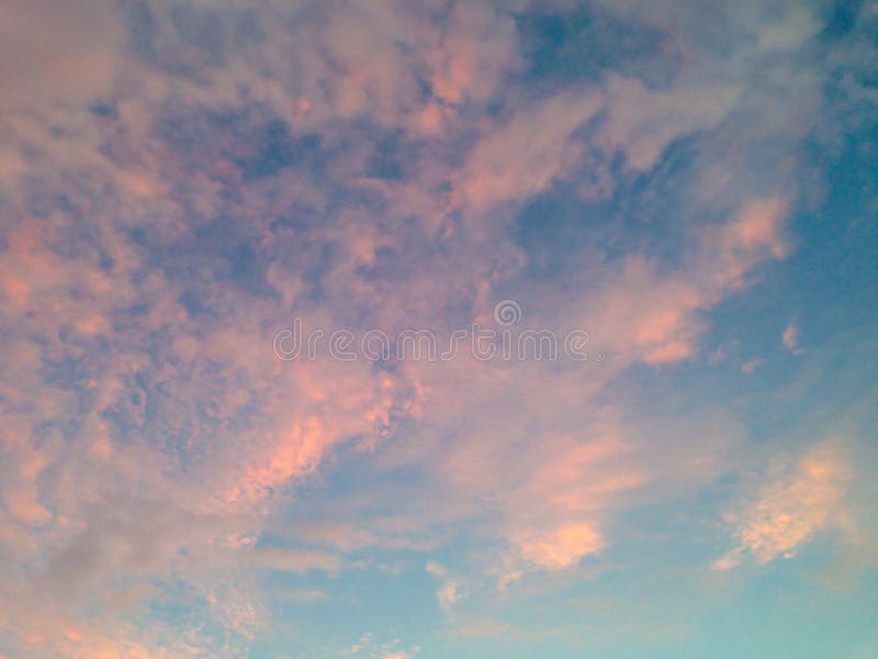 Light Pink Clouds on Blue Sky Stock Image - Image of evening, gray ...