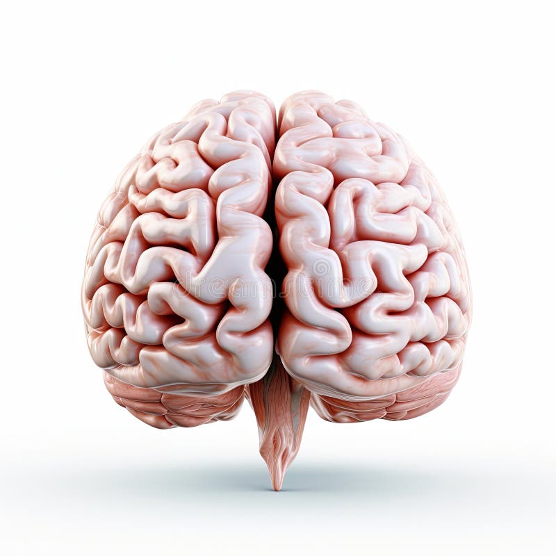Light Pink Human Brain Isolated on White Background. Illustration for ...