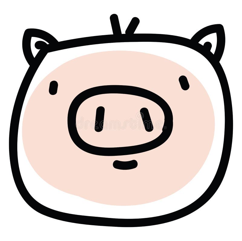 Light pink pig head, icon stock vector. Illustration of drawing - 259784902