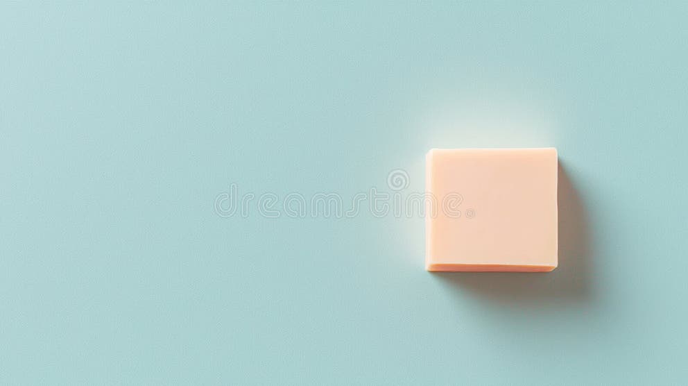 A Light Pink Rectangular Object Sits on a Light Blue Background. Stock ...