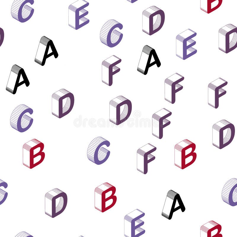 Light Pink, Red Vector Seamless Texture with 3D ABC Characters. Stock ...