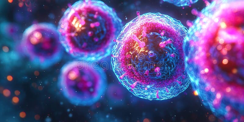 Light Pink Reproduction Cell Under Microscope in Natural Environment ...