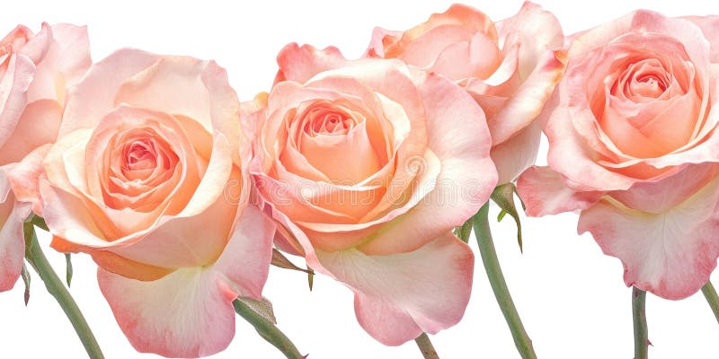 Light Pink Roses in a Row Isolated on Transparent Background Stock ...
