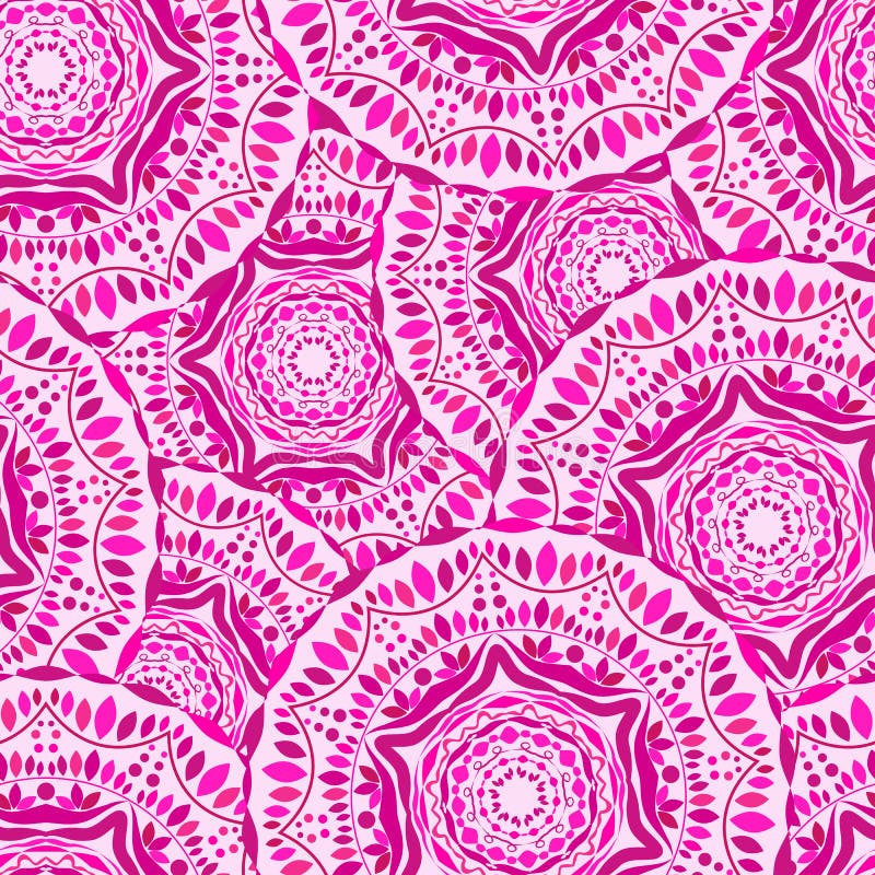 Light Pink Seamless Pattern with Round Mandala Stock Vector ...