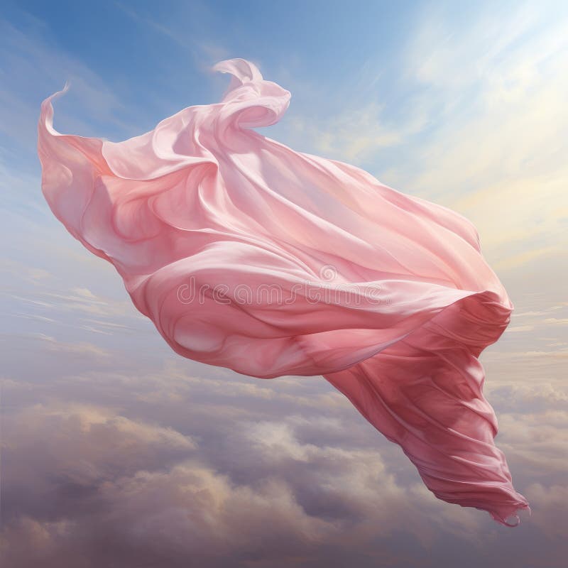 Light Pink Silk Cloth Flowing in the Sky Generative AI Stock ...