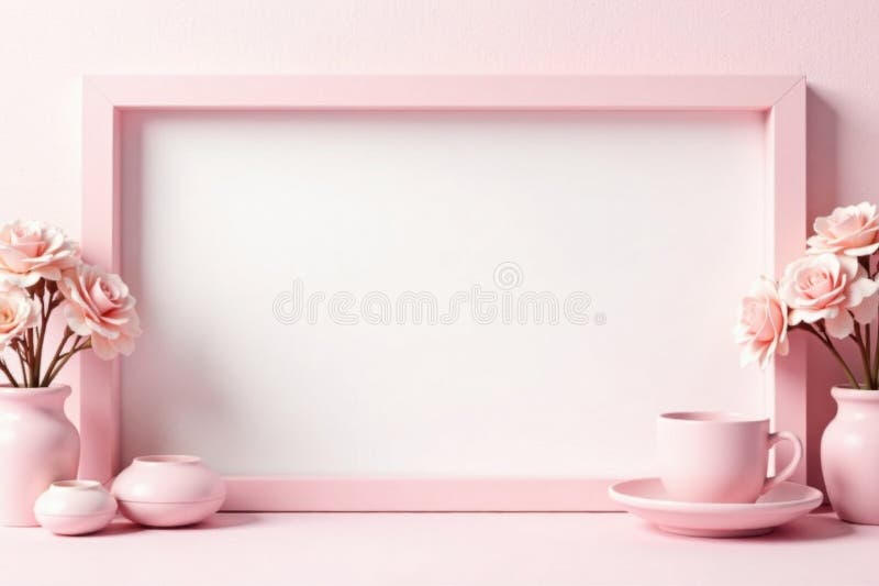 Light Pink Simple Frame, Clean Design, Isolated on White , Modern Frame ...