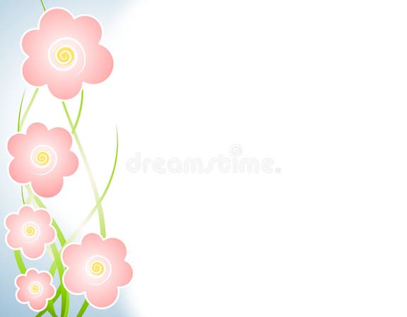 Light Pink Spring Flowers Left Border Stock Illustration - Illustration ...