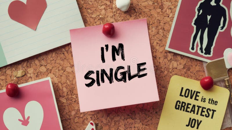 A Light Pink Sticky Note on a Corkboard with the Message "I M Single ...